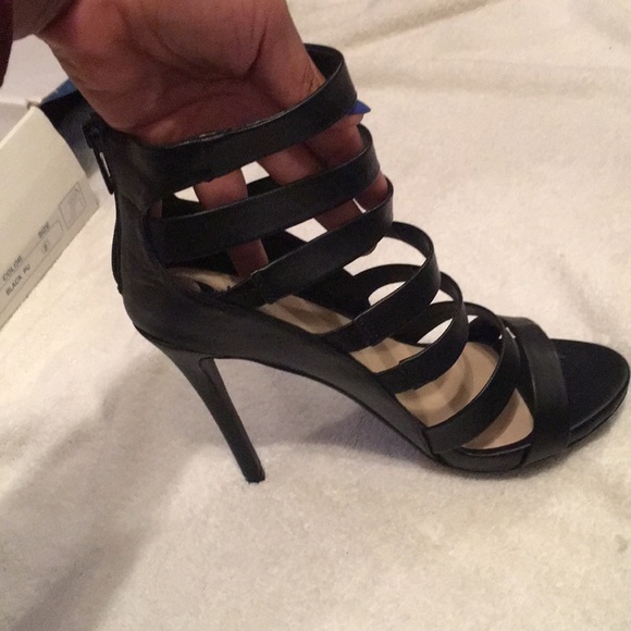Shiekh | Shoes | Black Horizontal Strappy Heels | Poshmark